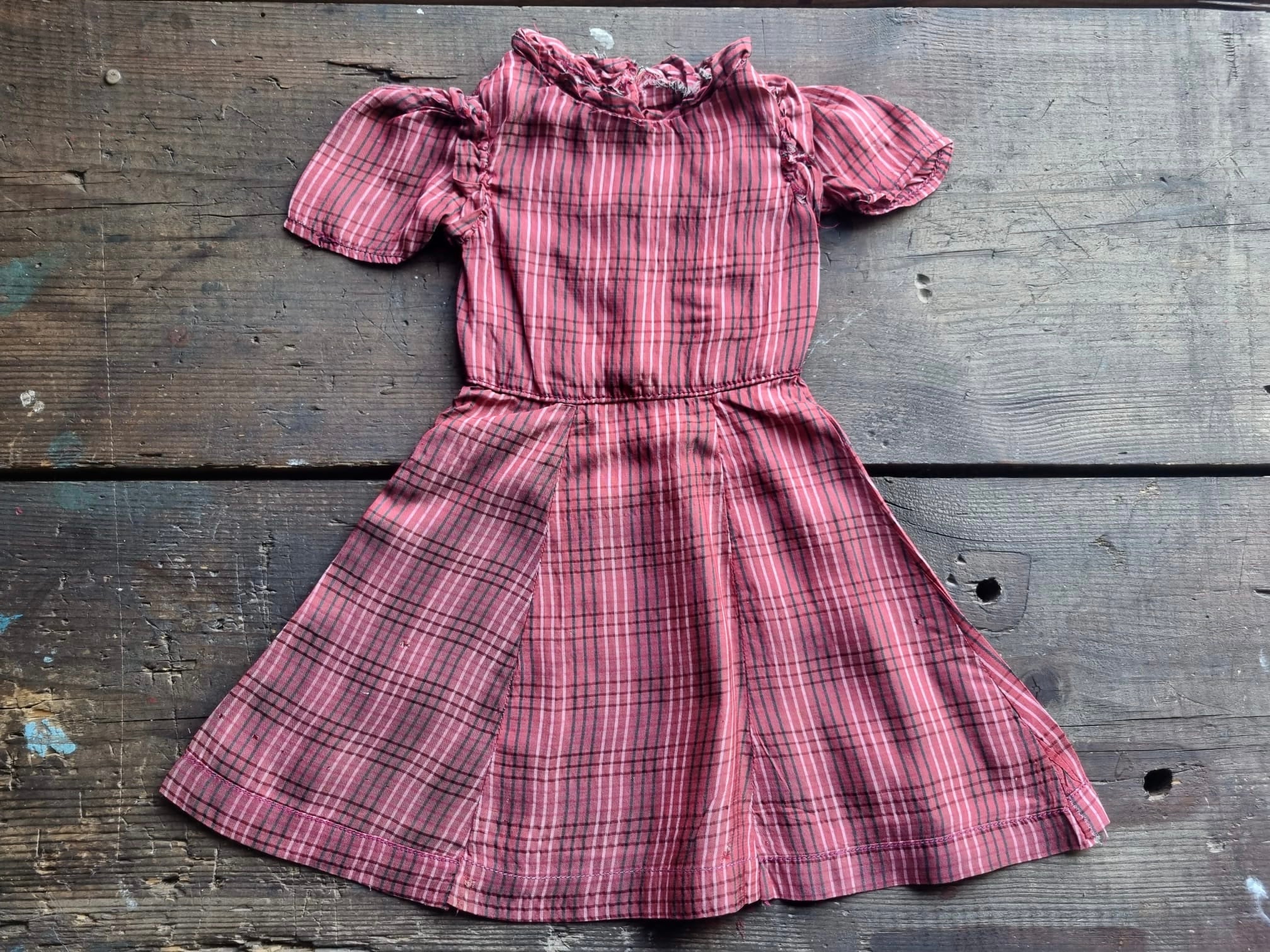 Vintage Handmade Red and Black Check Dolls Dress – Vintage Appreciation ...