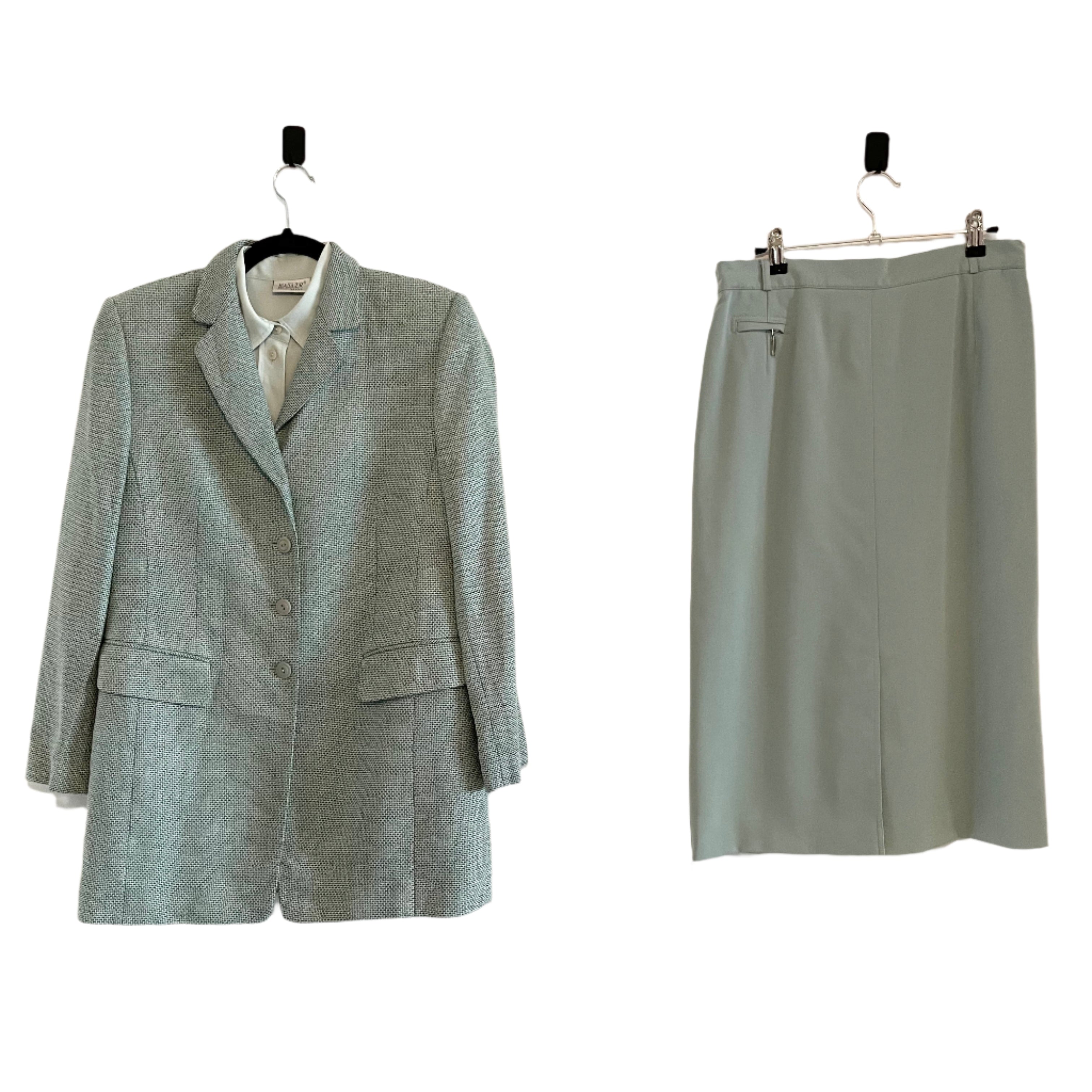 Vintage Horst Basler Blue Three Piece Longline Blazer Skirt Suit ...